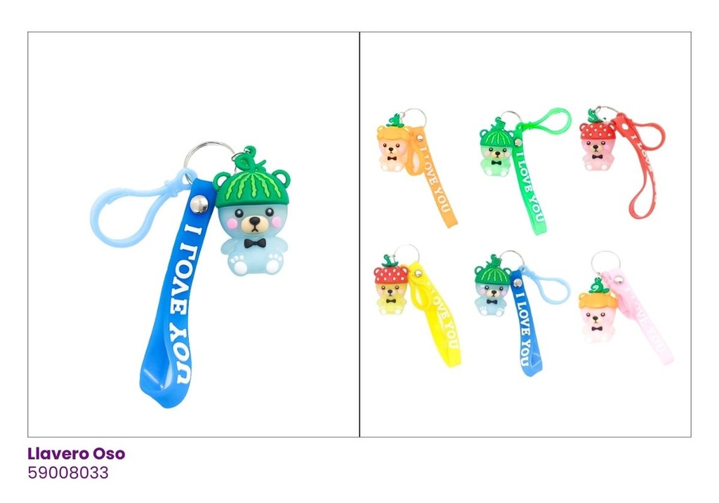 LLAVEROS SILICON OSITO FRUTAS | Accesorios Candonga